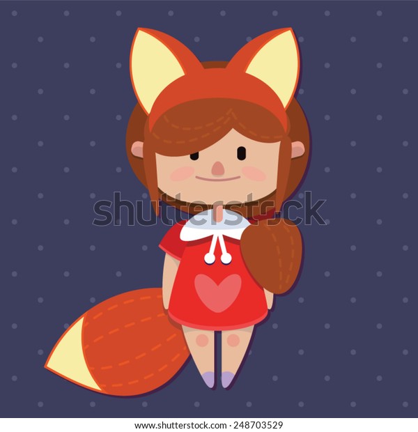 Cute Little Girl Fox Costume Stock Vector (Royalty Free) 248703529 ... Cute Little Girl Fox Costume Stock Vector (Royalty Free) 248703529 ...