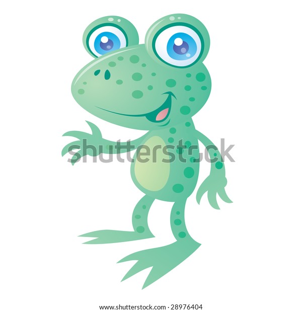 Cute Little Happy Frog Smiling Waving Stock Vector (Royalty Free ...