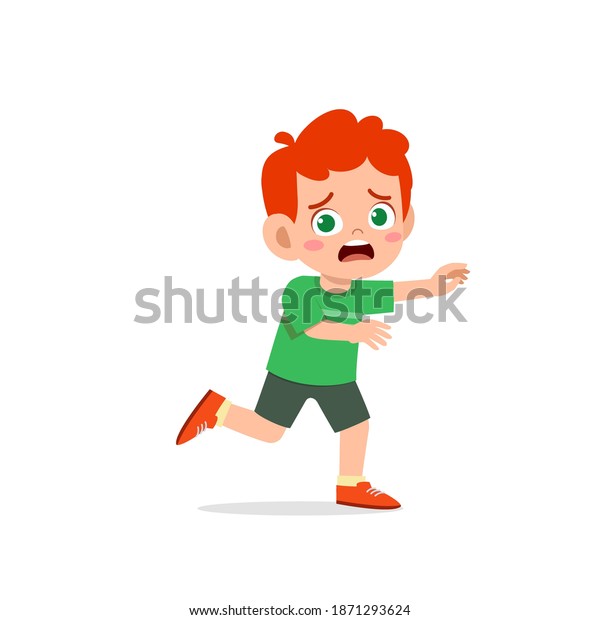 Cute Little Kid Boy Scared Run Stock Vector (Royalty Free) 1871293624