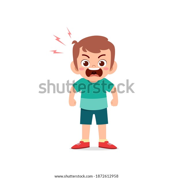Cute Little Kid Boy Stand Show Stock Vector (Royalty Free) 1872612958 ...