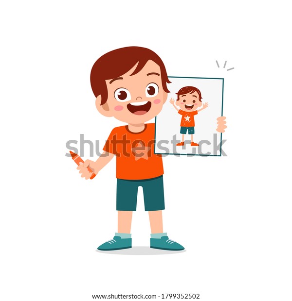 Cute Little Kid Drawing Nice Picture: Vector có sẵn (miễn phí bản quyền ...
