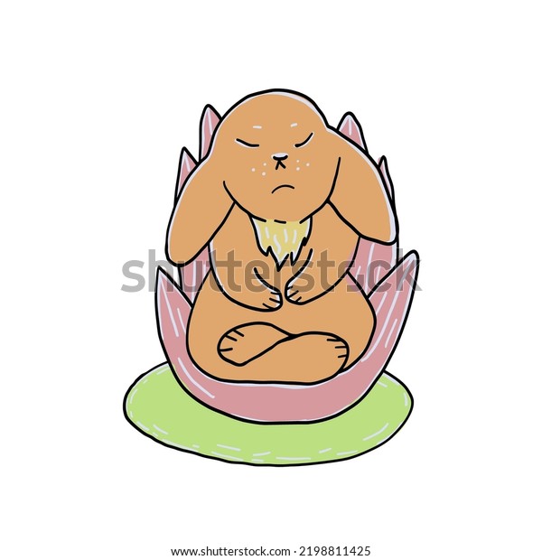Cute Little Meditating Rabbit Vector Hand Stock Vector (Royalty Free ...