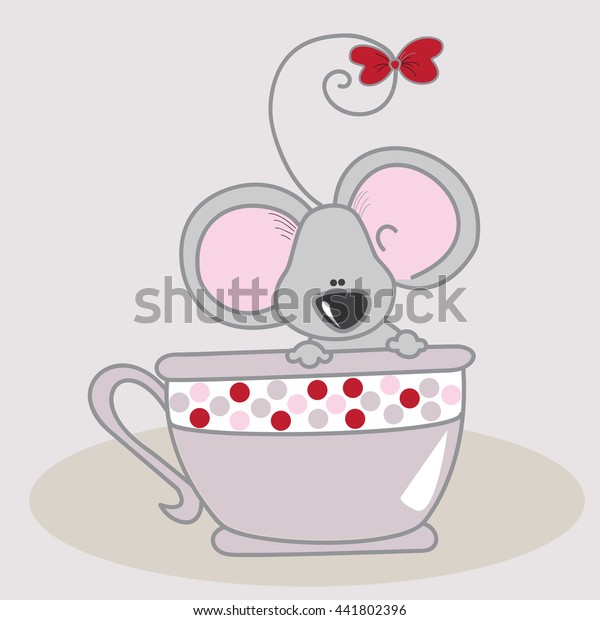 Cute Little Mouse Tea Cup Red Stock Vector (Royalty Free) 441802396 ...