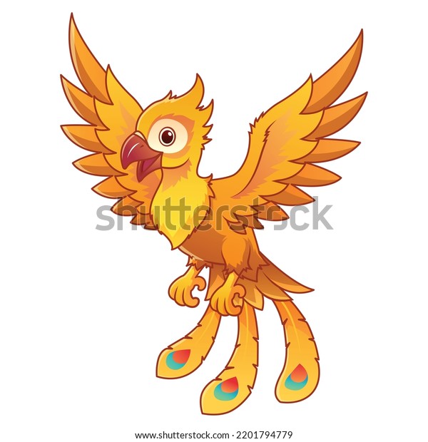Cute Little Phoenix Cartoon Illustration Stock Vector (Royalty Free ...