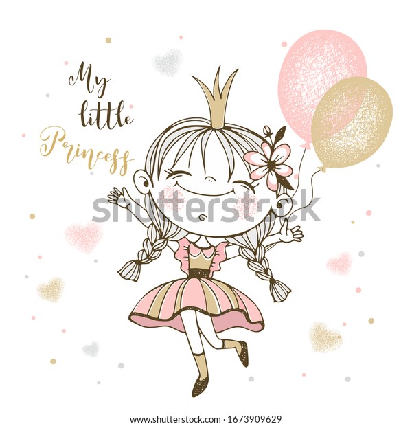 Cute Little Princess Balloons Vector Stock Vector (Royalty Free ...
