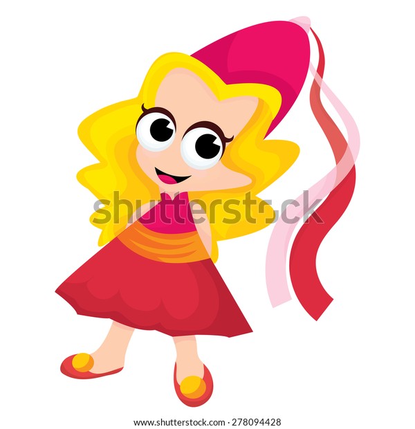 Cute Little Princess Cone Hat Cartoon Stock Vector (Royalty Free ...