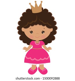Cute Little Princess Vector Cartoon Illustration Stock Vector (Royalty ...