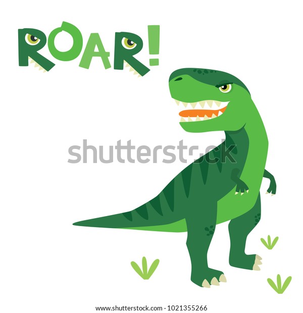 Cute Little Scary T Rex Dinosaur Stock Vector (Royalty Free) 1021355266
