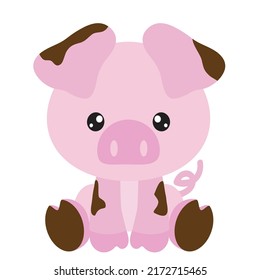 Cute Little Sitting Pig Vector Cartoon Stock Vector (Royalty Free ...