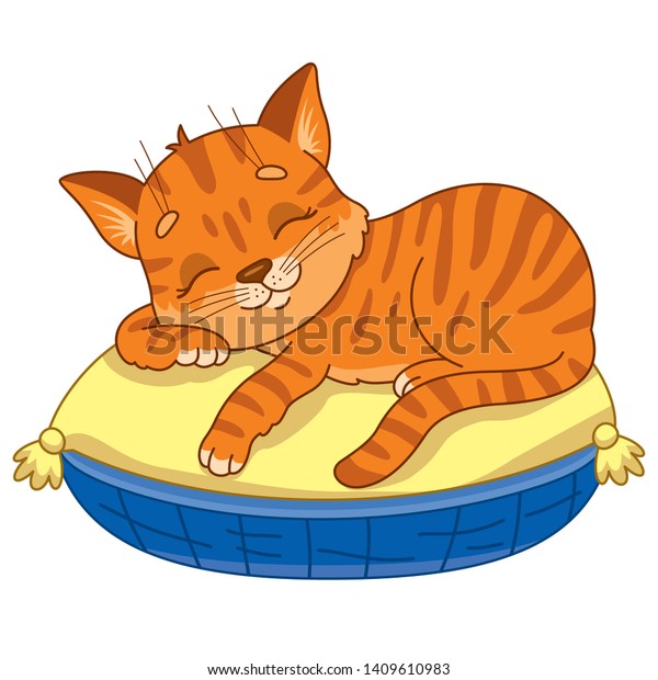 Cute Little Sleeping Cat Vector Cartoon Stock Vector (Royalty Free ...