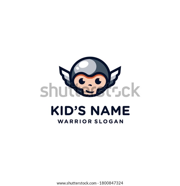 Cute Little Warrior Wearing Silver Helmet Stock Vector (Royalty Free ...