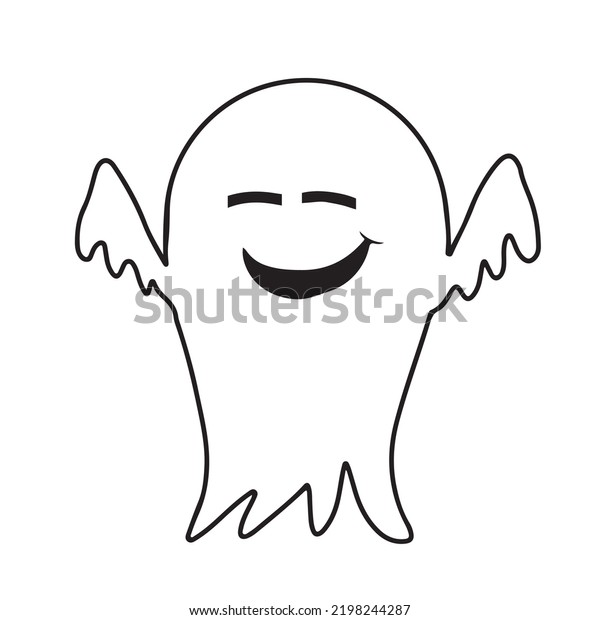 Cute Little White Ghost Smiling Cartoon Stock Vector (Royalty Free ...