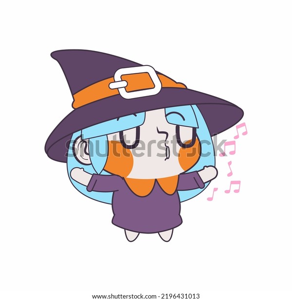 Cute Little Witch Cartoon Vector Illustration Stock Vector (Royalty ...