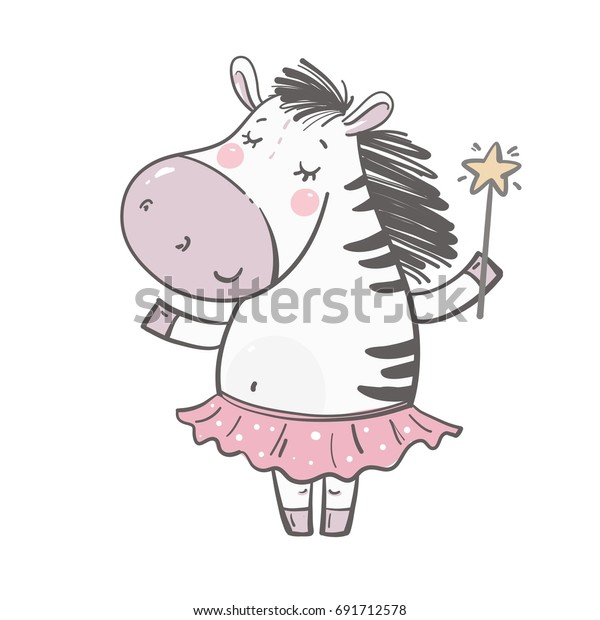Cute Little Zebra Princess Stock Vector (Royalty Free) 691712578 ...