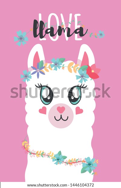 Vetor stock de Cute Llamas Alpacas Illustrations Nursery Design (livre ...