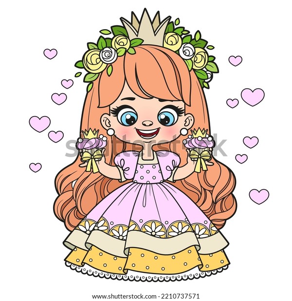 Cute Long Haired Cartoon Princess Girl Stock Vector (Royalty Free ...