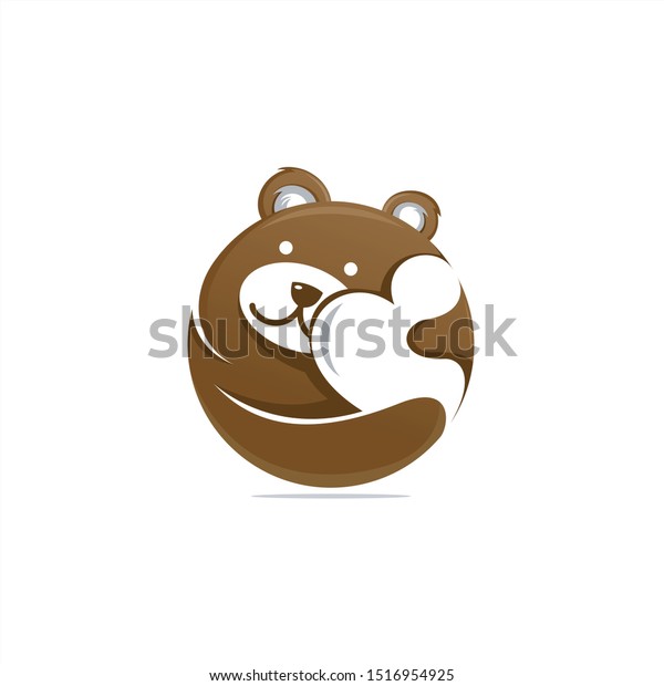 Cute Love Bear Logo Design Inspiration Stock Vector (Royalty Free ...