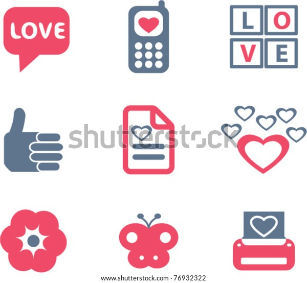 Cute Love Icons Signs Vector Illustrations Stock Vector (Royalty Free ...