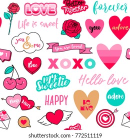 Cute Love Symbol Elements Seamless Pattern Stock Vector (Royalty Free ...