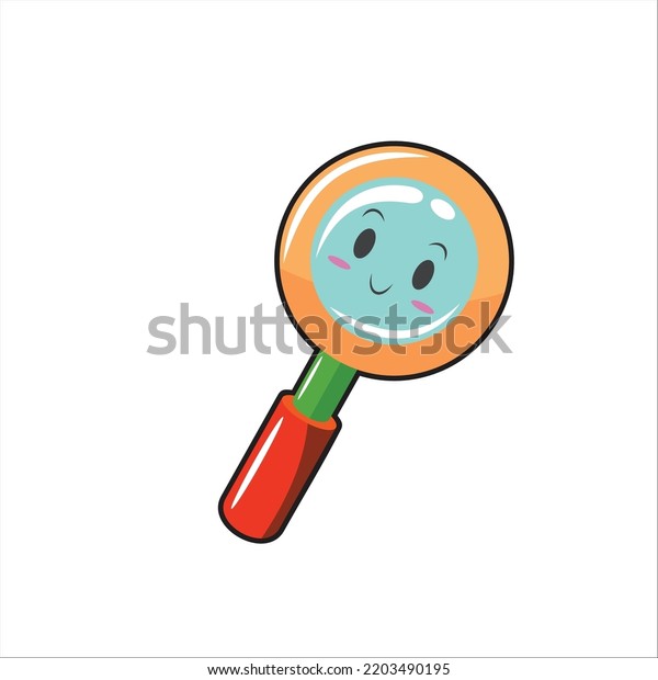 Cute Magnifying Glass Cartoon Vector Stock Vector (Royalty Free ...
