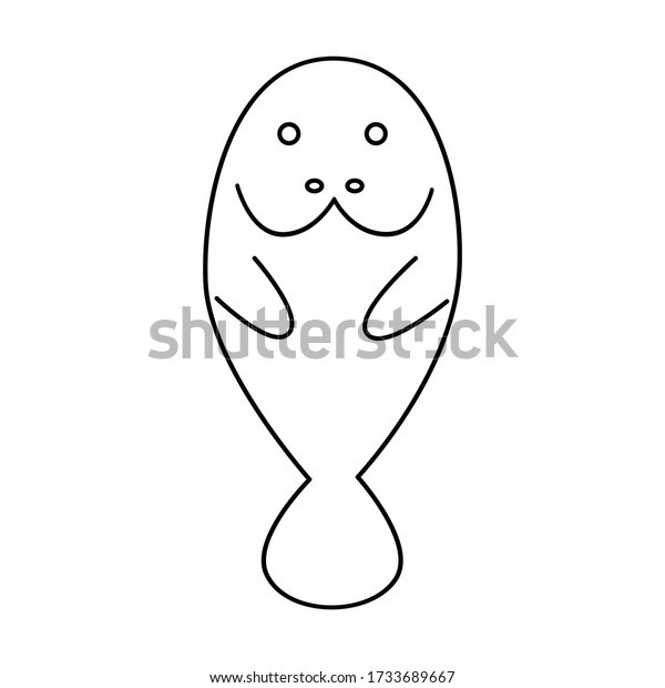 Cute Manatee Outline Picture Coloring Stock Vector (Royalty Free ...