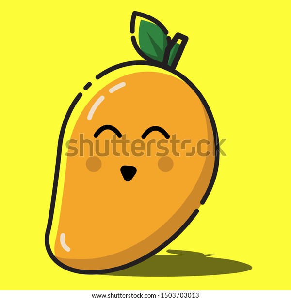 Cute Mango Cartoon Logo Icon Sticker Stock Vector (Royalty Free ...