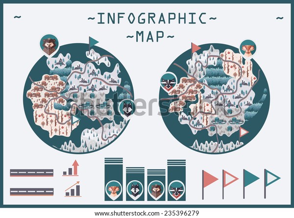 Cute Maps Infographic Stock Vector (Royalty Free) 235396279 | Shutterstock