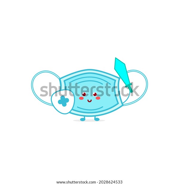 Cute Mask Character Illustration Smile Happy Stock Vector (Royalty Free ...