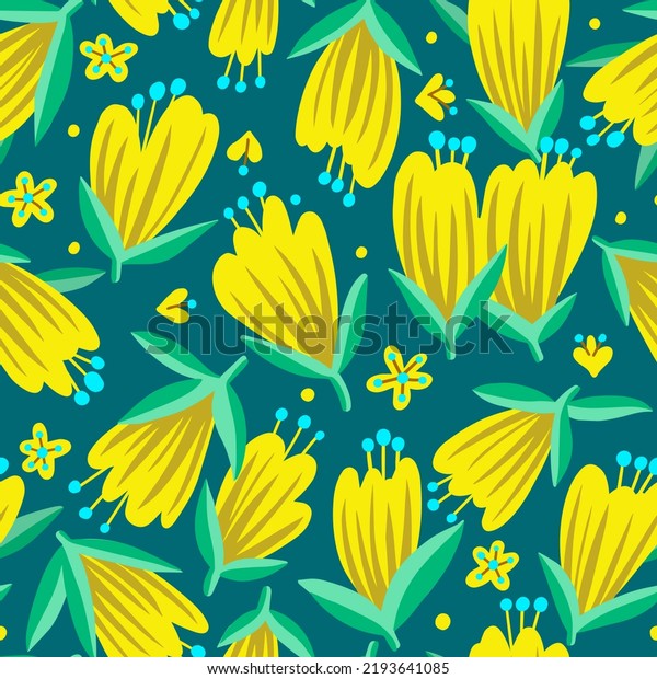 Cute Meadow Flowers Background Seamless Floral Stock Vector (Royalty ...