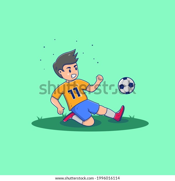 Cute Men Tackling Ball Cartoon Vector Stock Vector (Royalty Free ...