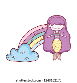 Cute Mermaid Clouds Rainbow Stock Vector (Royalty Free) 1248182173 ...