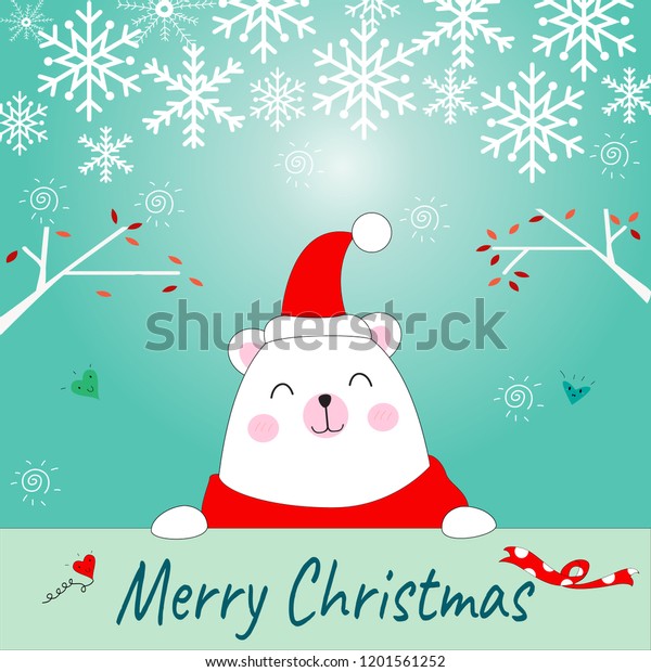 Cute Merry Christmas Teddy Bear Cartoon Stock Vector (Royalty Free ...