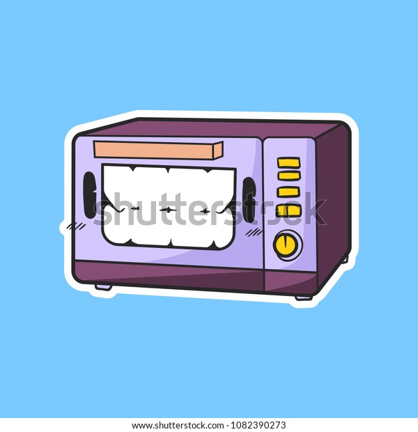Cute Microwave Sticker Collection Stock Vector (Royalty Free ...