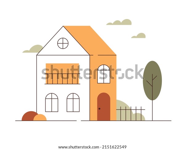 Cute Minimalist House Illustration Flat Vector Stock Vector (Royalty ...