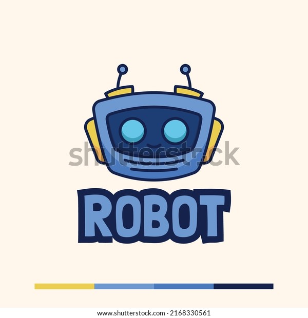 Cute Minimalist Robot Mascot Logo Design: เวกเตอร์สต็อก (ปลอดค่า ...