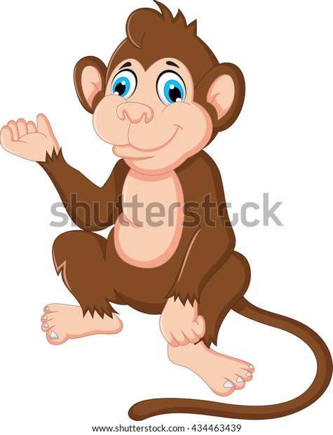 Cute Monkey Cartoon Sitting Stock Vector (Royalty Free) 434463439 ...