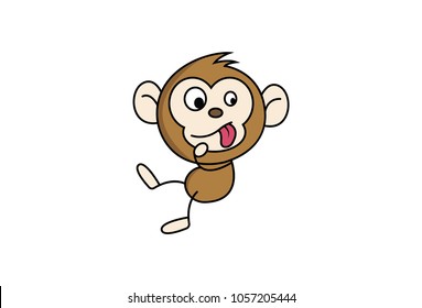 Funny Smiling Monkey Waving Hello Stock Vector (Royalty Free) 1716605608