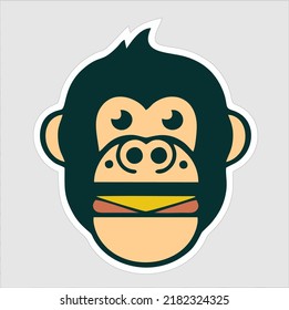 Cute Monkey Face Eating Voraciously Stock Vector (Royalty Free ...