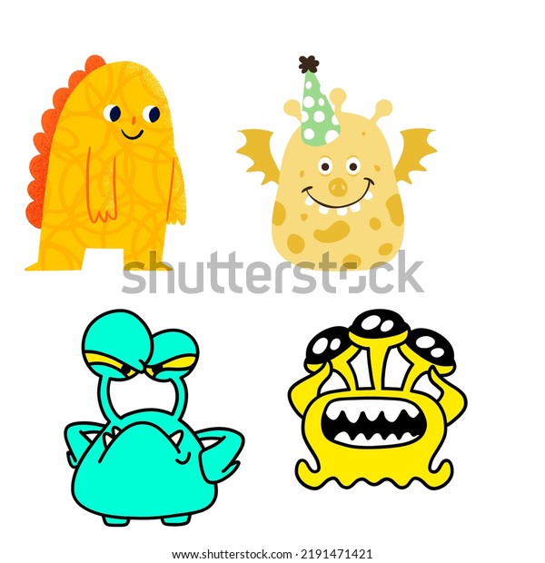 Cute Monster Characters Cool Scary Monster Stock Vector (Royalty Free ...