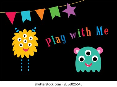 Cute Monster Play Me Vector Stock Vector (Royalty Free) 2056826645 ...