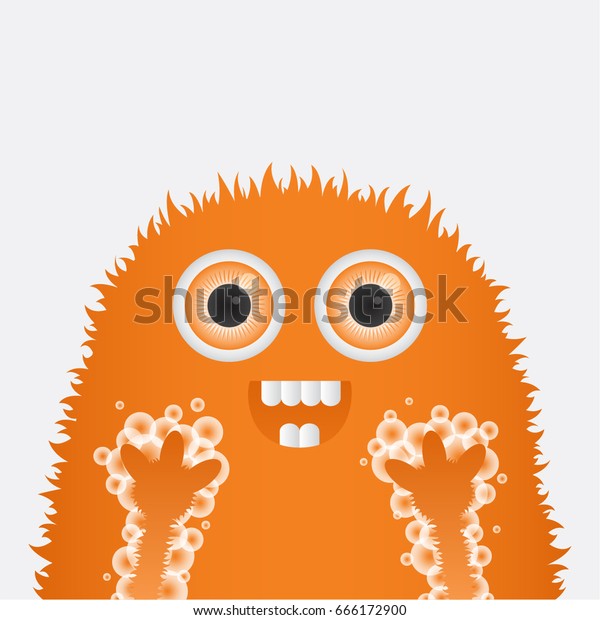 Cute Monster Washing Hands Stock Vector (Royalty Free) 666172900 ...