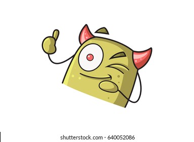 Cute Monster Winking Showing Thumbs Vector Stock Vector (Royalty Free ...