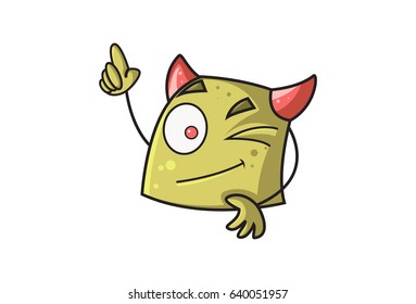 Cute Monster Winking Vector Illustration Isolated Stock Vector (Royalty ...