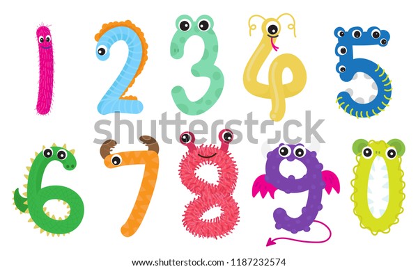 Cute Monsters Number Set Stock Vector (Royalty Free) 1187232574 ...