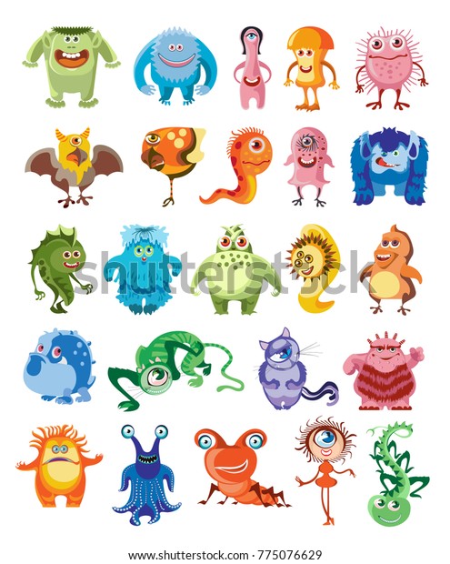 Cute monsters set, cartoon animation.