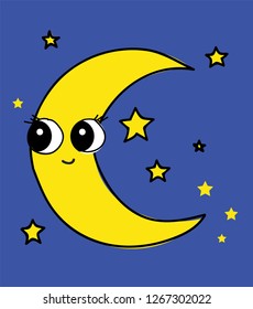 Cute Moon Cartoon Character: vetor stock (livre de direitos) 1267302022 ...