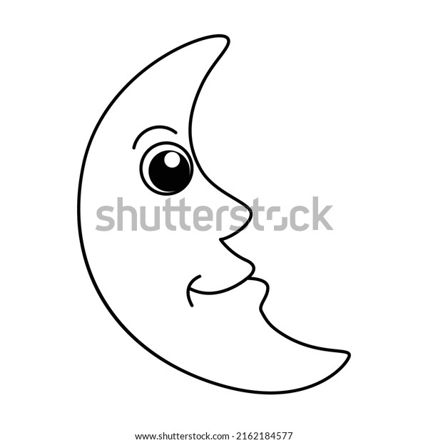 Cute moon cartoon colorear la página: vector de stock (libre de ...