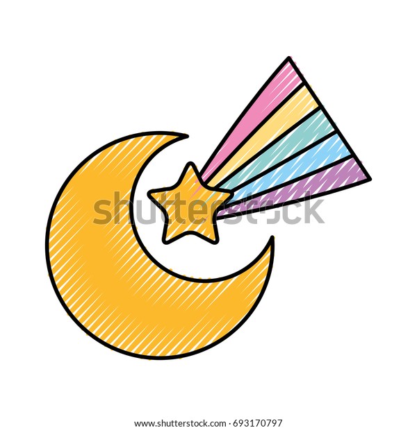 Cute Moon Shooting Star Stock Vector (Royalty Free) 693170797 ...