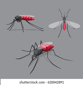 Cute Mosquito Poses Cartoon Vector Illustration Stock Vector (Royalty ...