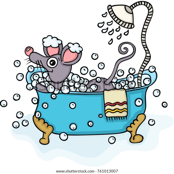 Cute Mouse Bathtub Shower Stock Vector (Royalty Free) 761013007 ...